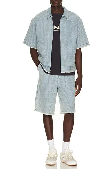 HONOR THE GIFT Vintage Indigo Zip Front Short Sleeve Jacket