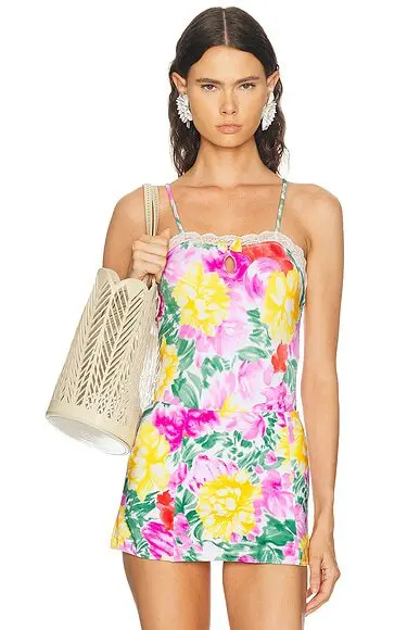 Chloé Floral Bodysuit Top With Lace Trim