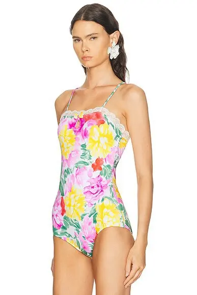 Chloé Floral Bodysuit Top With Lace Trim