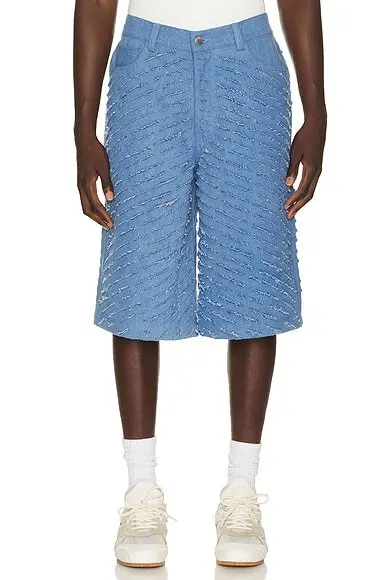 PAS UNE MARQUE Cut Through Denim Shorts