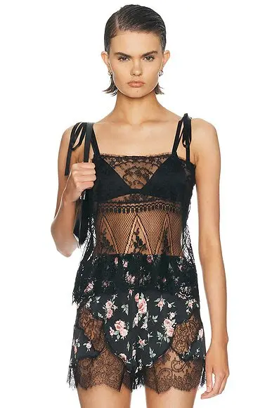 Dolce & Gabbana Sheer Tie Strap Camisole - Black