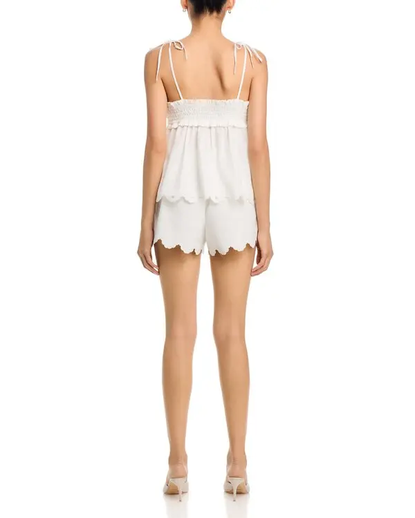 Moon River Embroidered Scallop Shorts