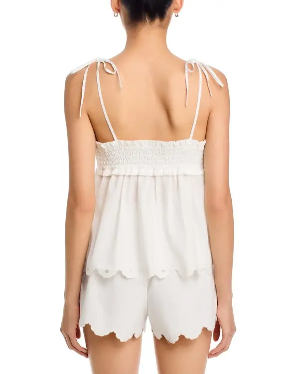 Moon River Scallop Floral Embroidered Top