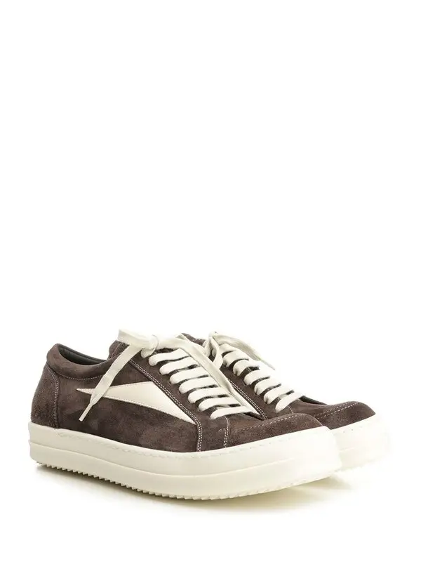 Rick Owens Low-top Leather Sneakers With Contrast Stitching