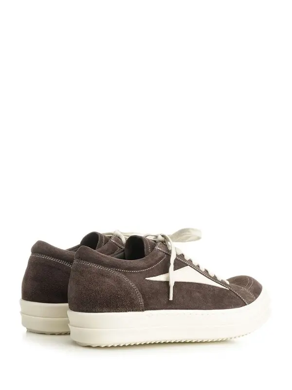 Rick Owens Low-top Leather Sneakers With Contrast Stitching
