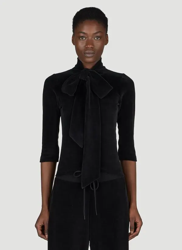 Balenciaga Scarf Turtleneck Terry-cloth Blouse - Black
