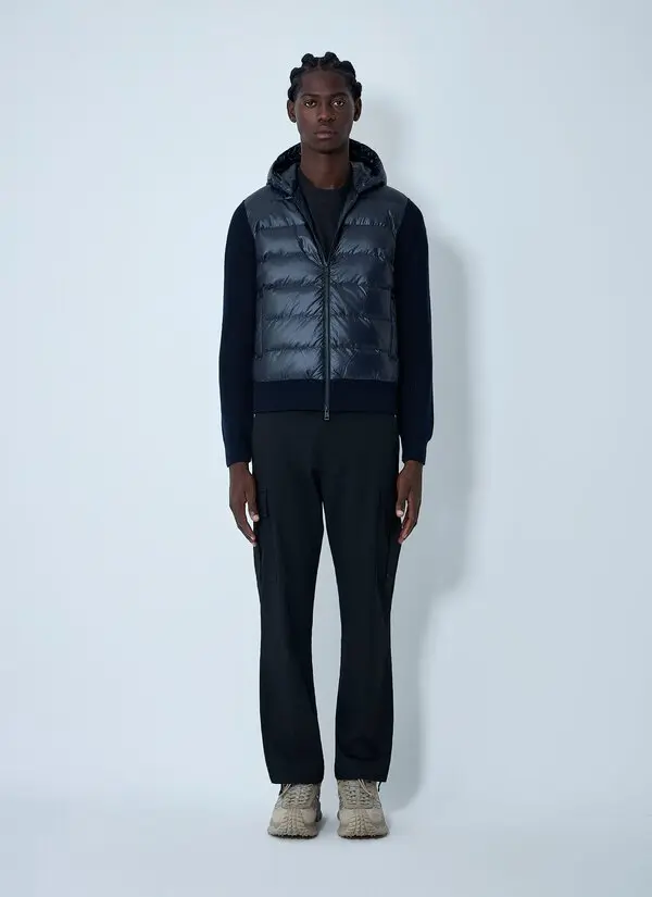 Moncler Quilted Cardigan With Knitted Sleeves