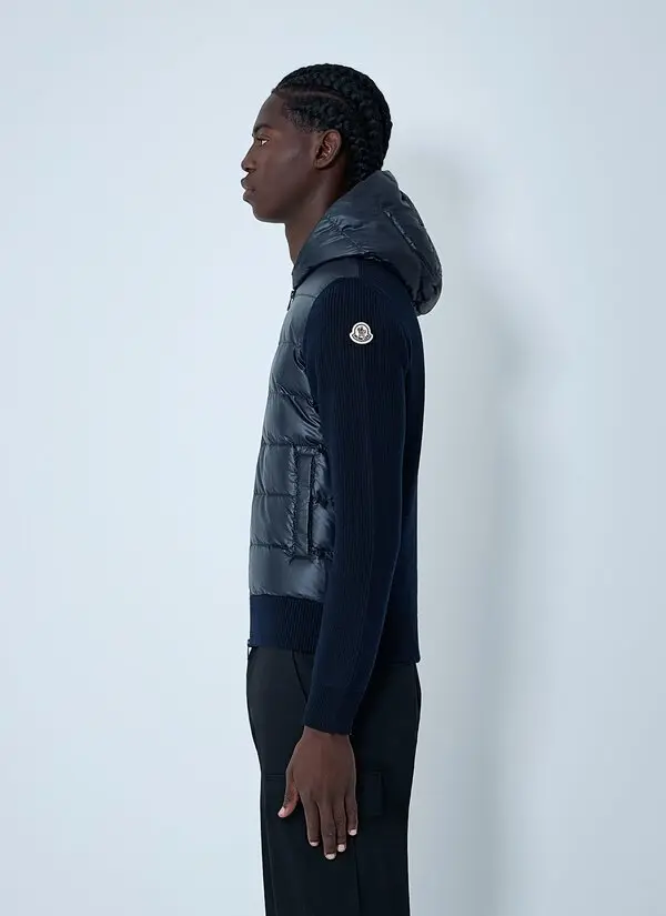 Moncler Quilted Cardigan With Knitted Sleeves