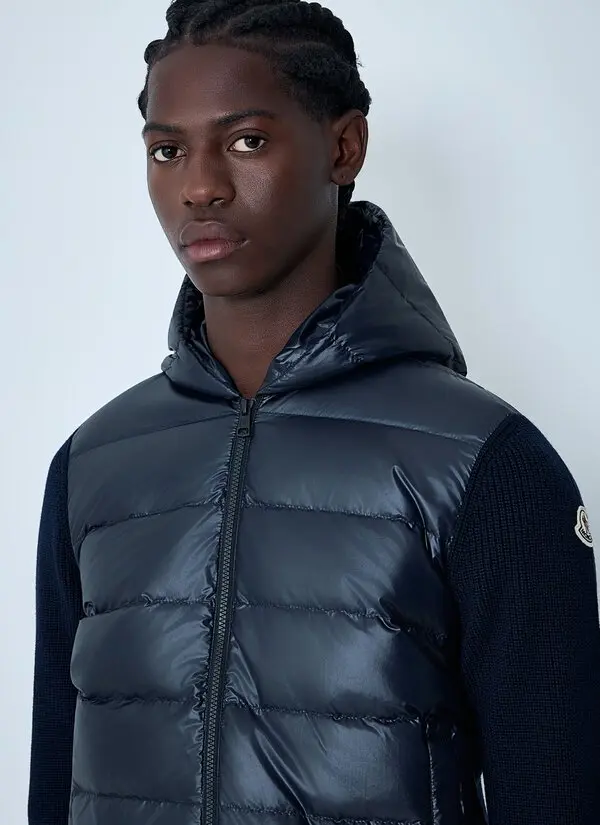 Moncler Quilted Cardigan With Knitted Sleeves