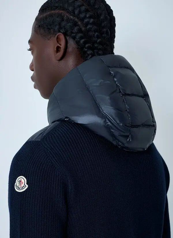 Moncler Quilted Cardigan With Knitted Sleeves