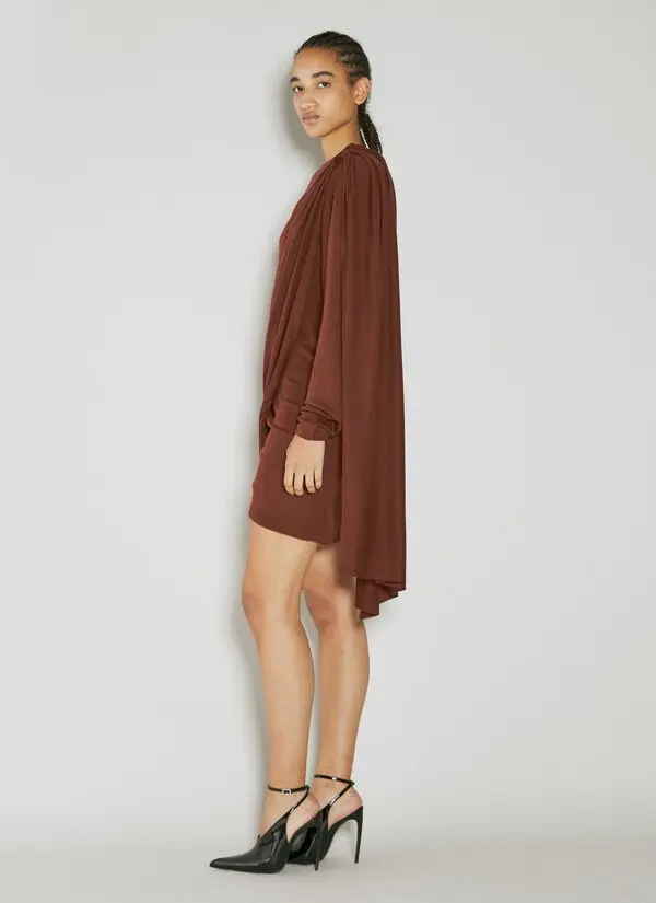 Saint Laurent Draped Wool Dress - Red