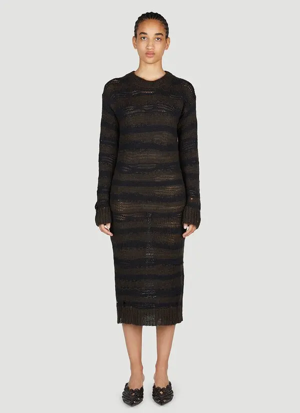 Acne Studios Ladder Knit Midi Dress - Brown