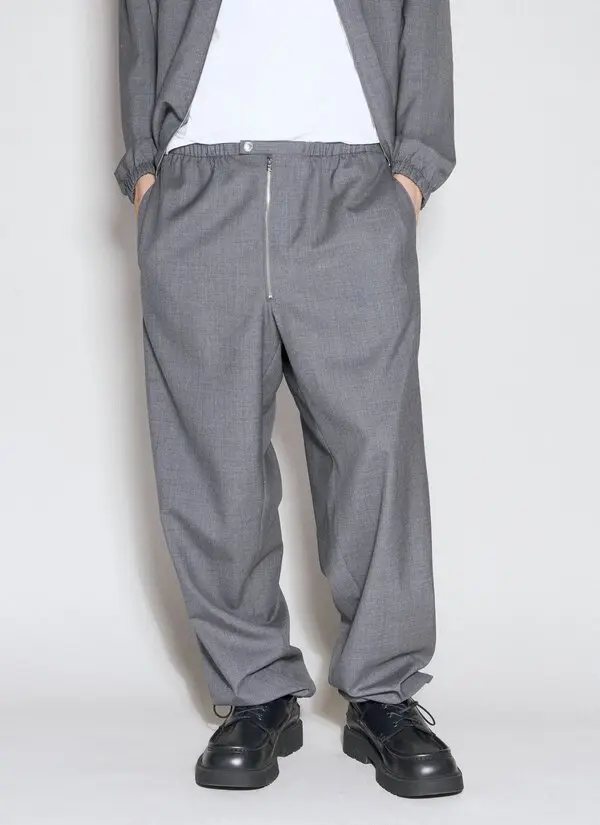 Prada Wool Pants With Exposed Zip-fly Fastening - Gray