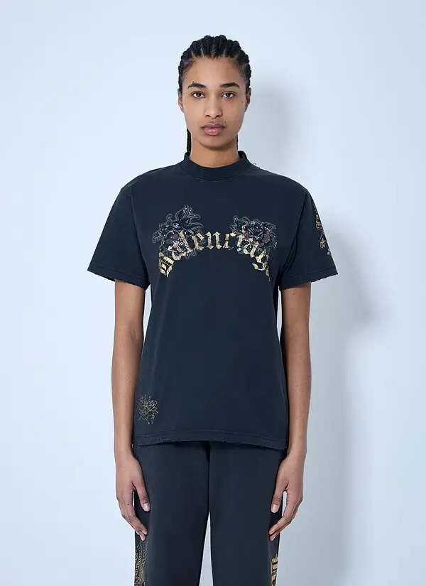 Balenciaga Cotton T-shirt With Tattoo Motif - Black