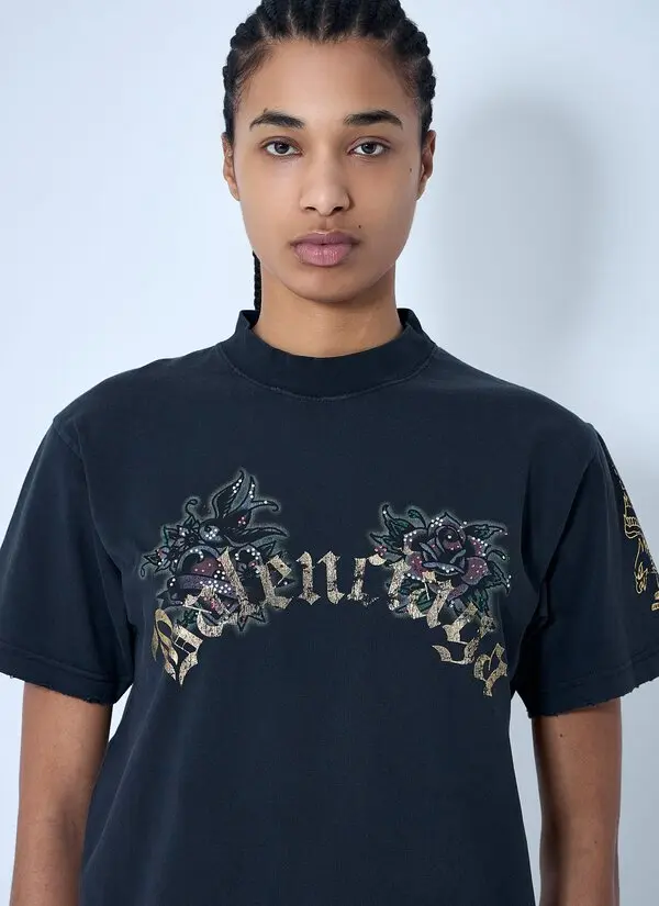 Balenciaga Cotton T-shirt With Tattoo Motif