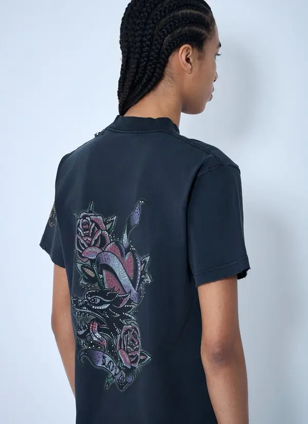 Balenciaga Cotton T-shirt With Tattoo Motif
