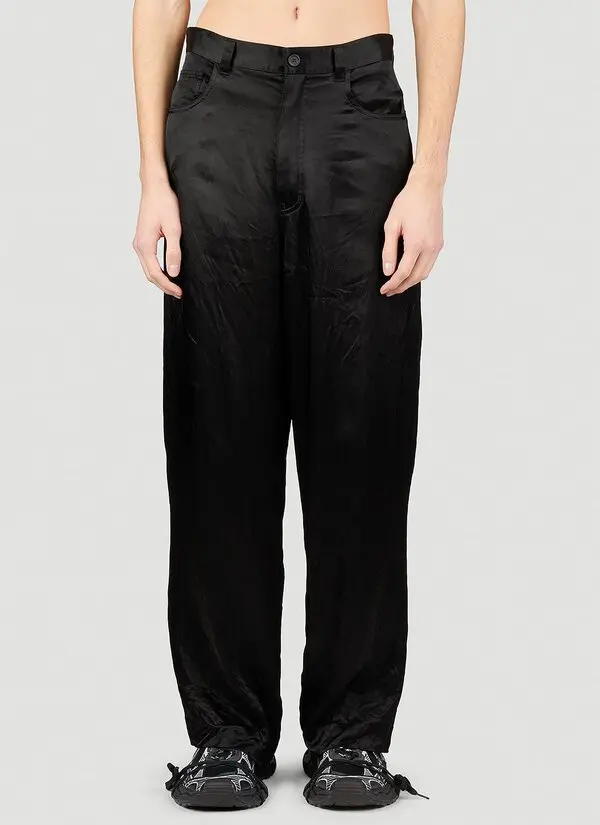 Balenciaga Five Pocket Satin Pants - Black