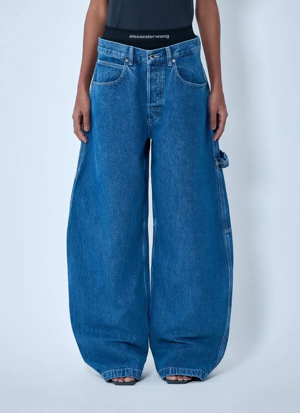Alexander Wang Wide-leg Logo Motif Denim Jeans - Multicolor
