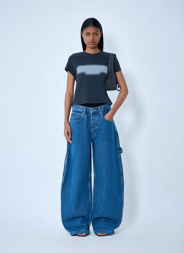 Alexander Wang Wide-leg Logo Motif Denim Jeans