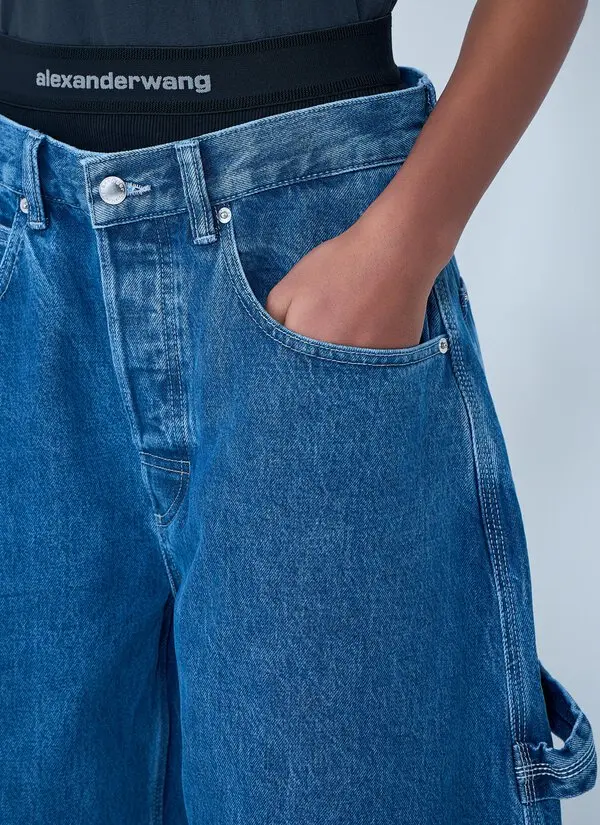 Alexander Wang Wide-leg Logo Motif Denim Jeans