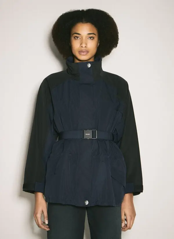 Prada Technical Jacket With Belt - Blue