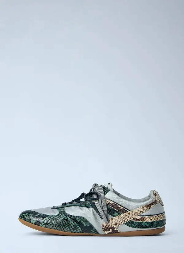 Miu Miu Lace-up Sneakers With Snakeskin Accents