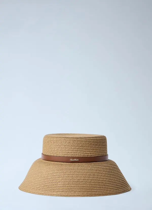 Max Mara Woven Straw Hat With Leather Band - Cream