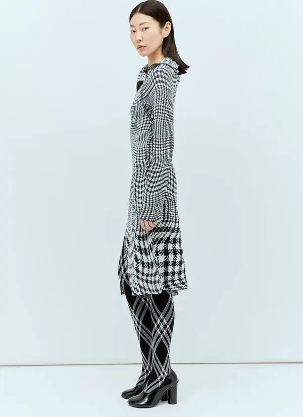 Burberry Houndstooth Asymmetrical Midi Dress