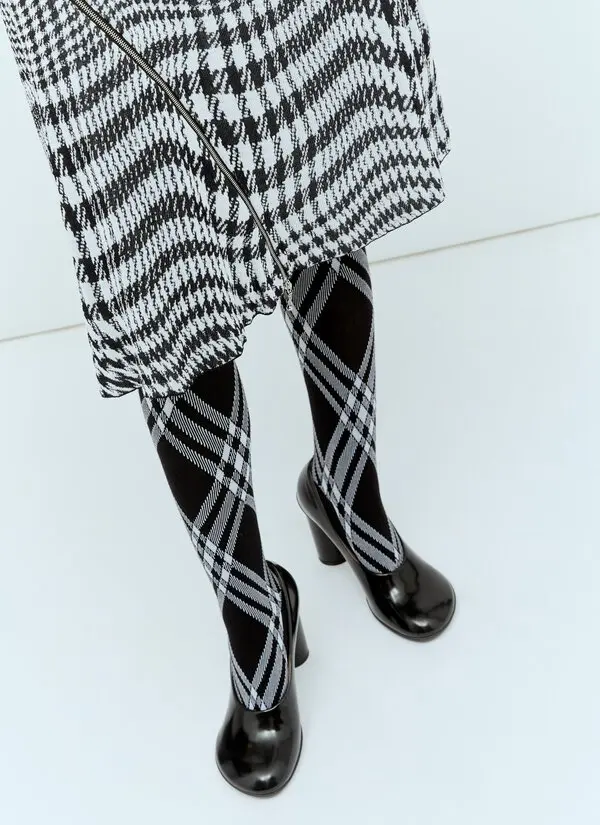 Burberry Houndstooth Asymmetrical Midi Dress