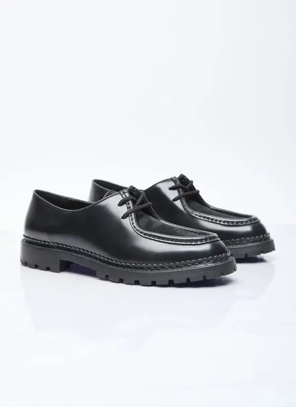 Saint Laurent Leather Loafers With Ponyhair Toe Panel