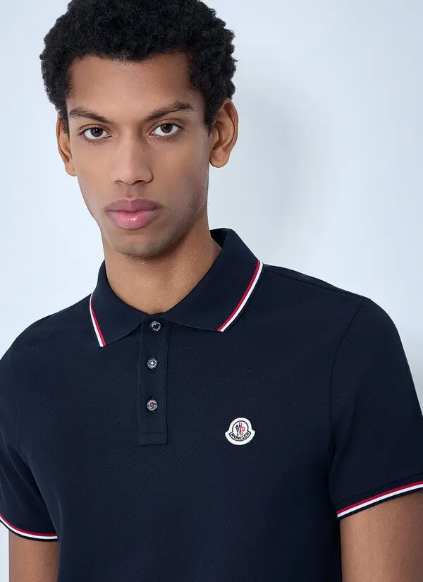 Moncler Logo Patch Polo Shirt - Blue
