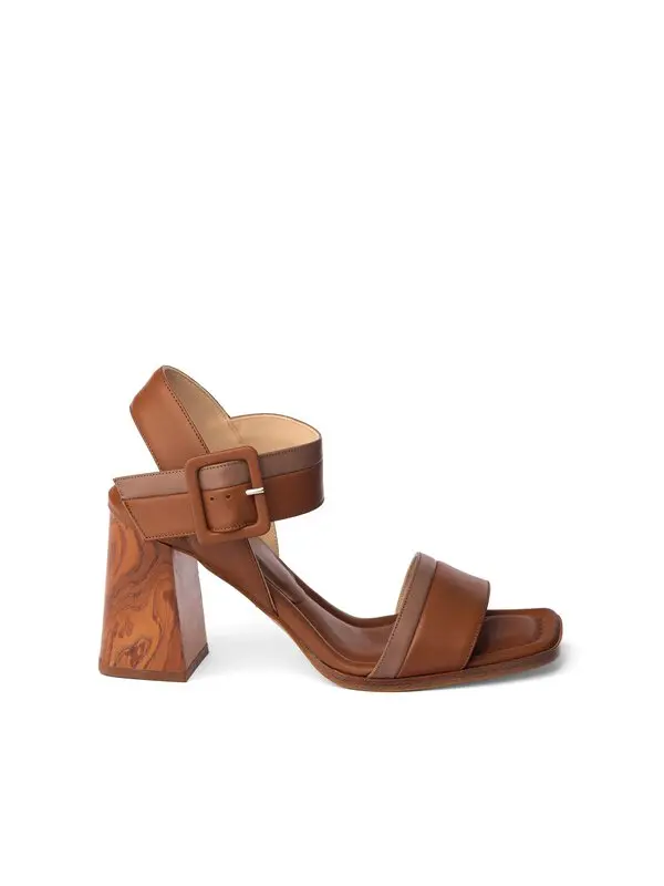 Lukure Ludovica Leather Sandals With Sculptural Heel