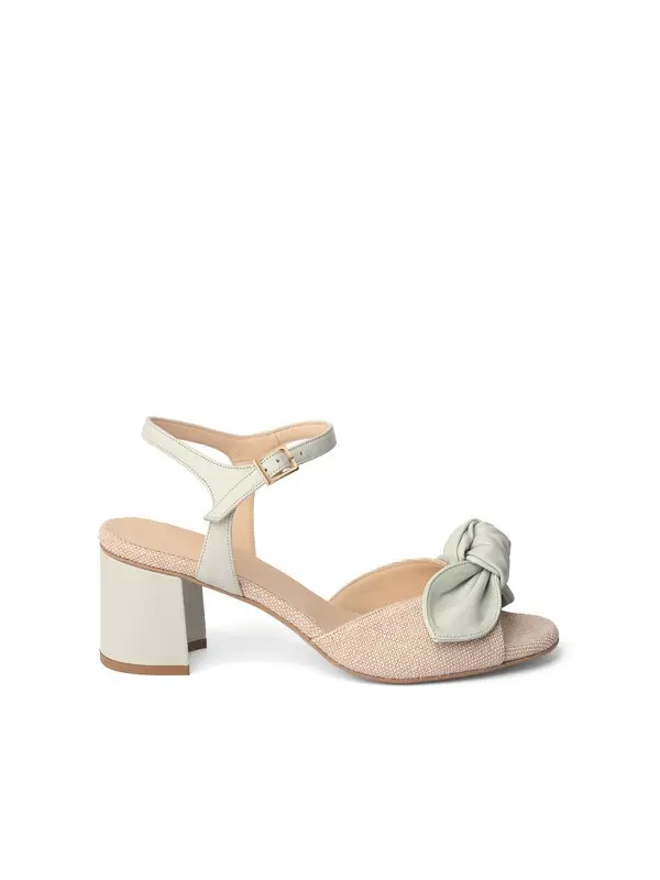 Lukure Bonbon Woven Canvas And Leather Sandals With Bow Detailing - Pale Mint
