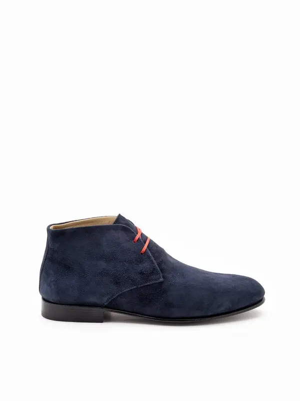 Lukure Calf Suede Lace-up Bootie - Navy Suede