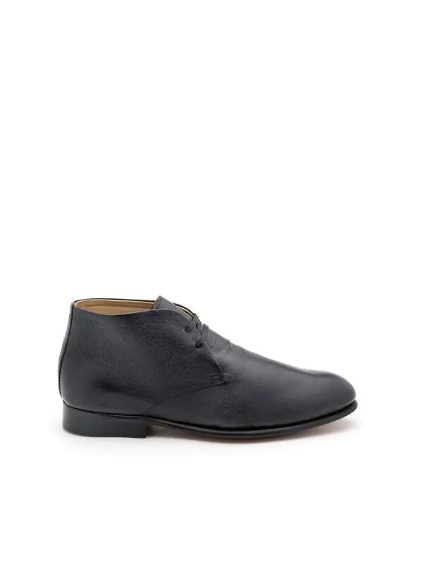 Lukure Fleur Kangaroo Leather Lace-up Bootie - Black