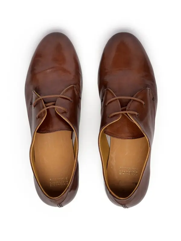 Lukure Kate Kangaroo Leather Lace-up Flats - Cognac