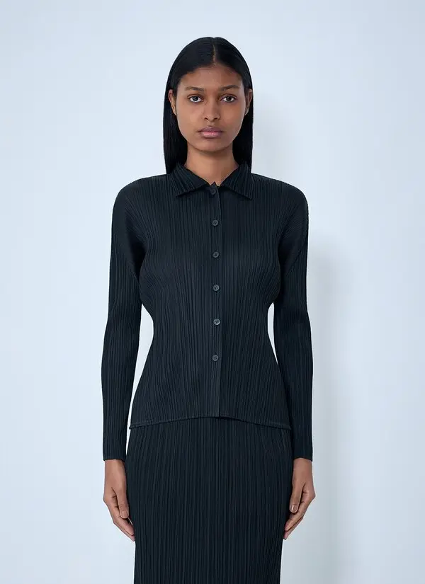 Issey Miyake Pleated Button-down Shirt - Black