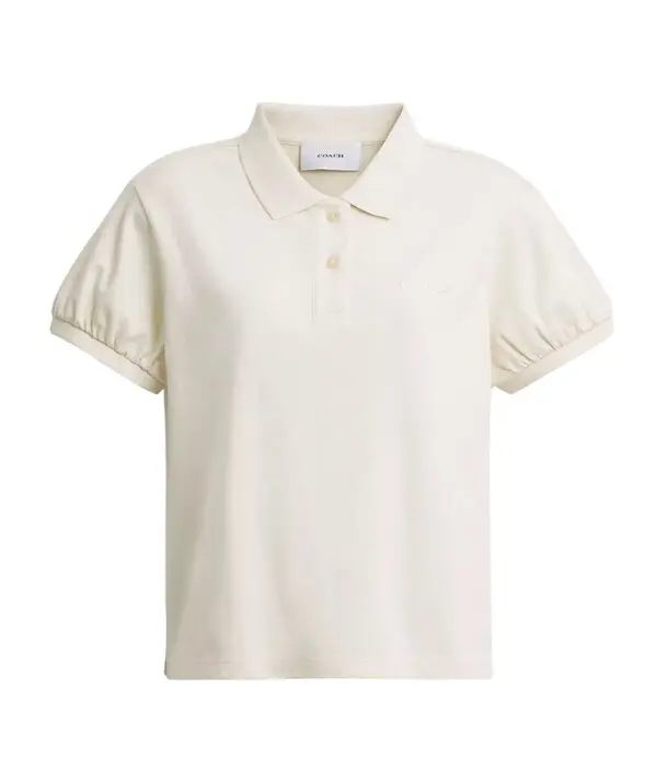 COACH Organic Cotton Script Shrunken Polo - Cream