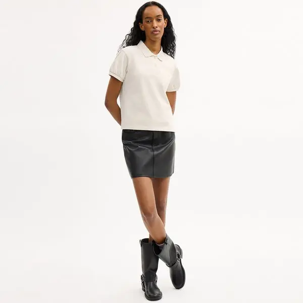 COACH Organic Cotton Script Shrunken Polo - Cream