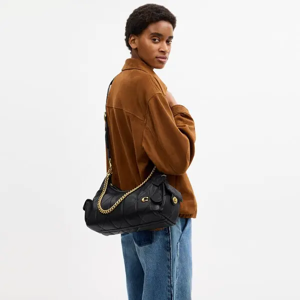 COACH Quilted Leather Pocket Juliet Bag 30 - Brass/black