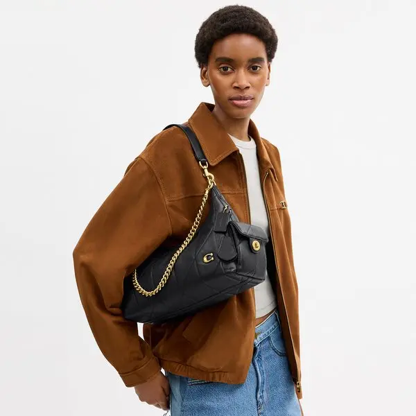 COACH Quilted Leather Pocket Juliet Bag 30 - Brass/black