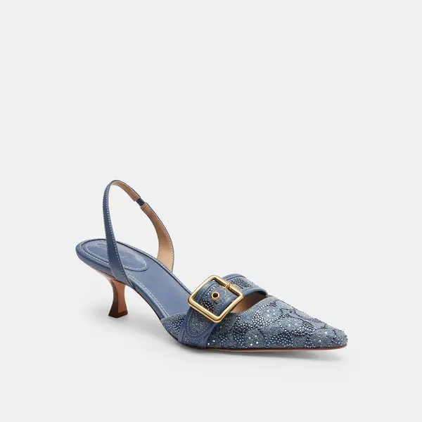COACH Margot Slingback With Crystal Signature Embellishment - Denim