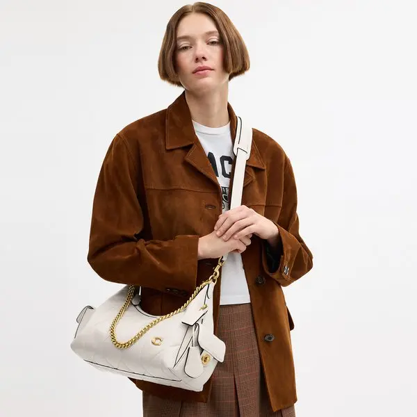 COACH Quilted Nappa Leather Pocket Juliet Bag 30 - Brass/chalk