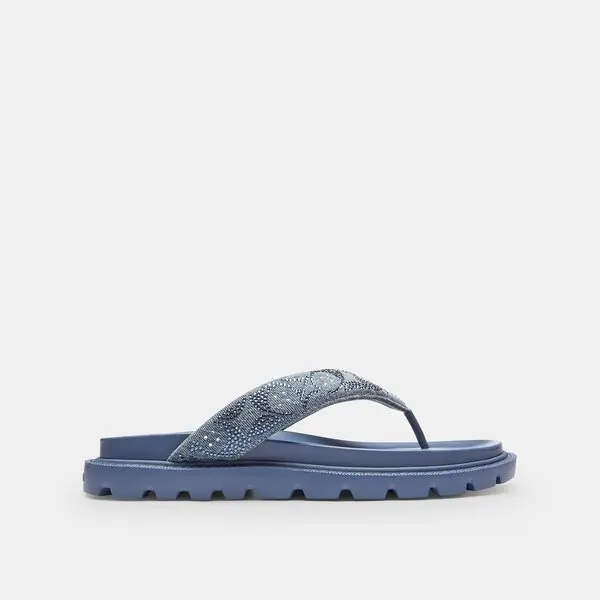 COACH Brynn Crystal Signature Thong Sandals - Denim