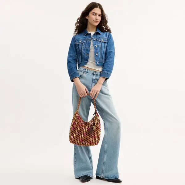 COACH Brooklyn Shoulder Bag 28 With Wooden Beading - Brass/maple Multi
