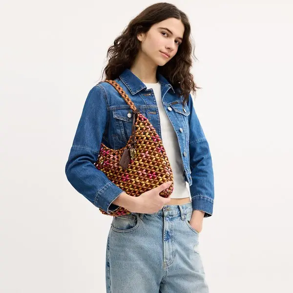 COACH Brooklyn Shoulder Bag 28 With Wooden Beading - Brass/maple Multi