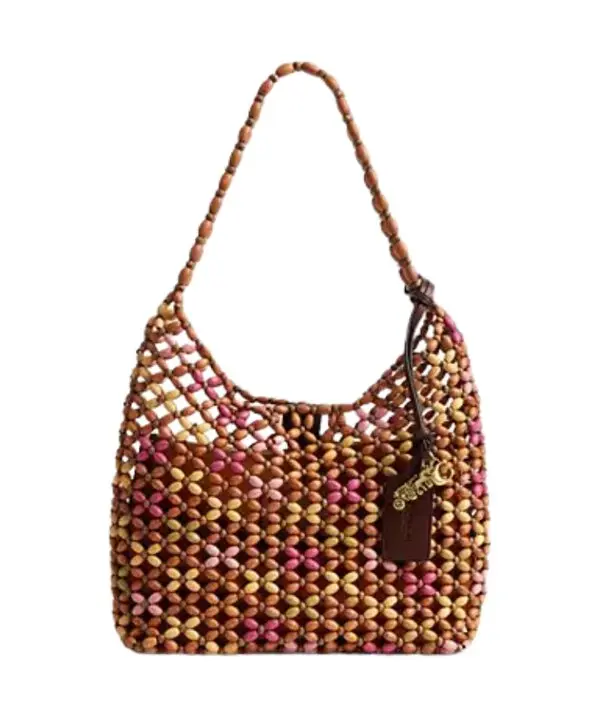 COACH Brooklyn Shoulder Bag 28 With Wooden Beading - Brass/maple Multi