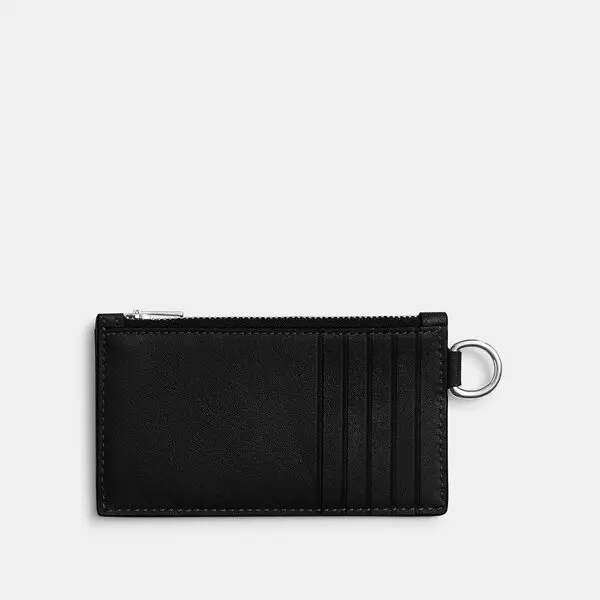 COACH Zip Card Case With Signature Hardware - Black