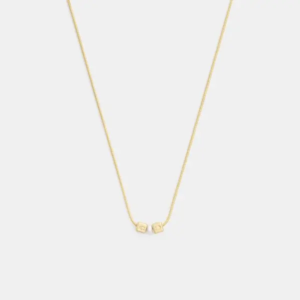 COACH Cube Pearl Rondelle Pendant Necklace - Gold/pearl
