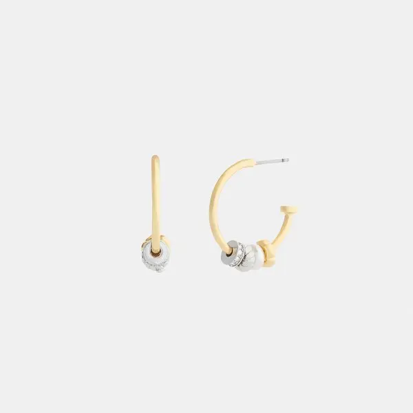 COACH Mixed Rondelle Hoop Earrings - Gold/silver